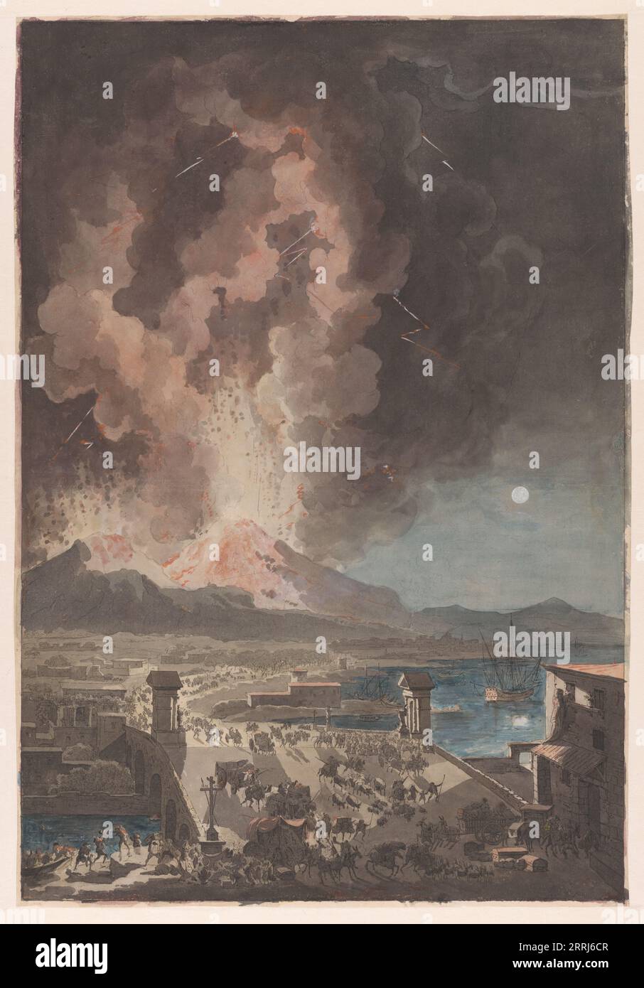 Eruption of Mt Vesuvius, Seen from the Ponte della Maddalena in Naples ...