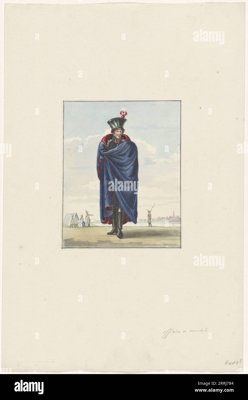 Officer in cape, 1830-1831. Uniform of a militia officer, with a cloak ...