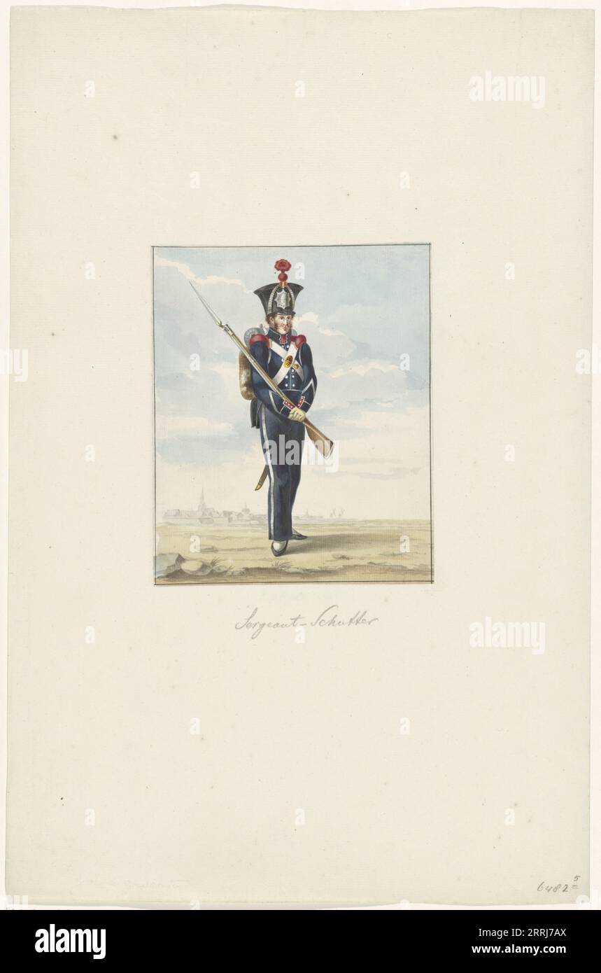 Sergeant of the militia, 1830-1831. Soldier in uniform. Part of a ...