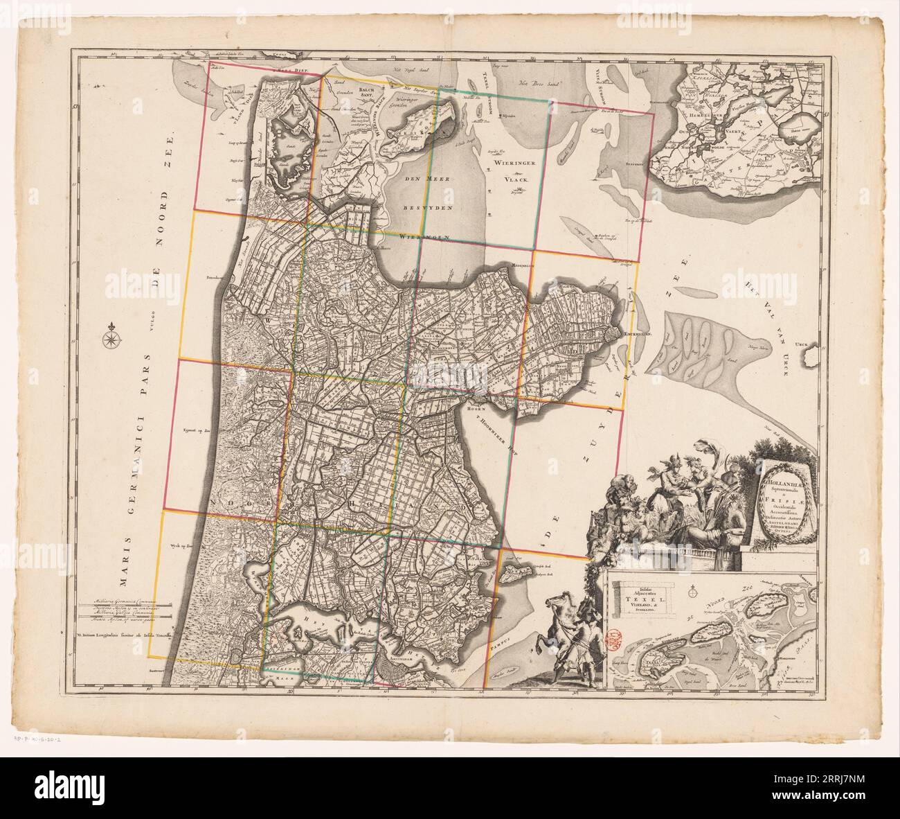 Map of Noord-Holland and part of Friesland, 1726-1750. At the bottom ...