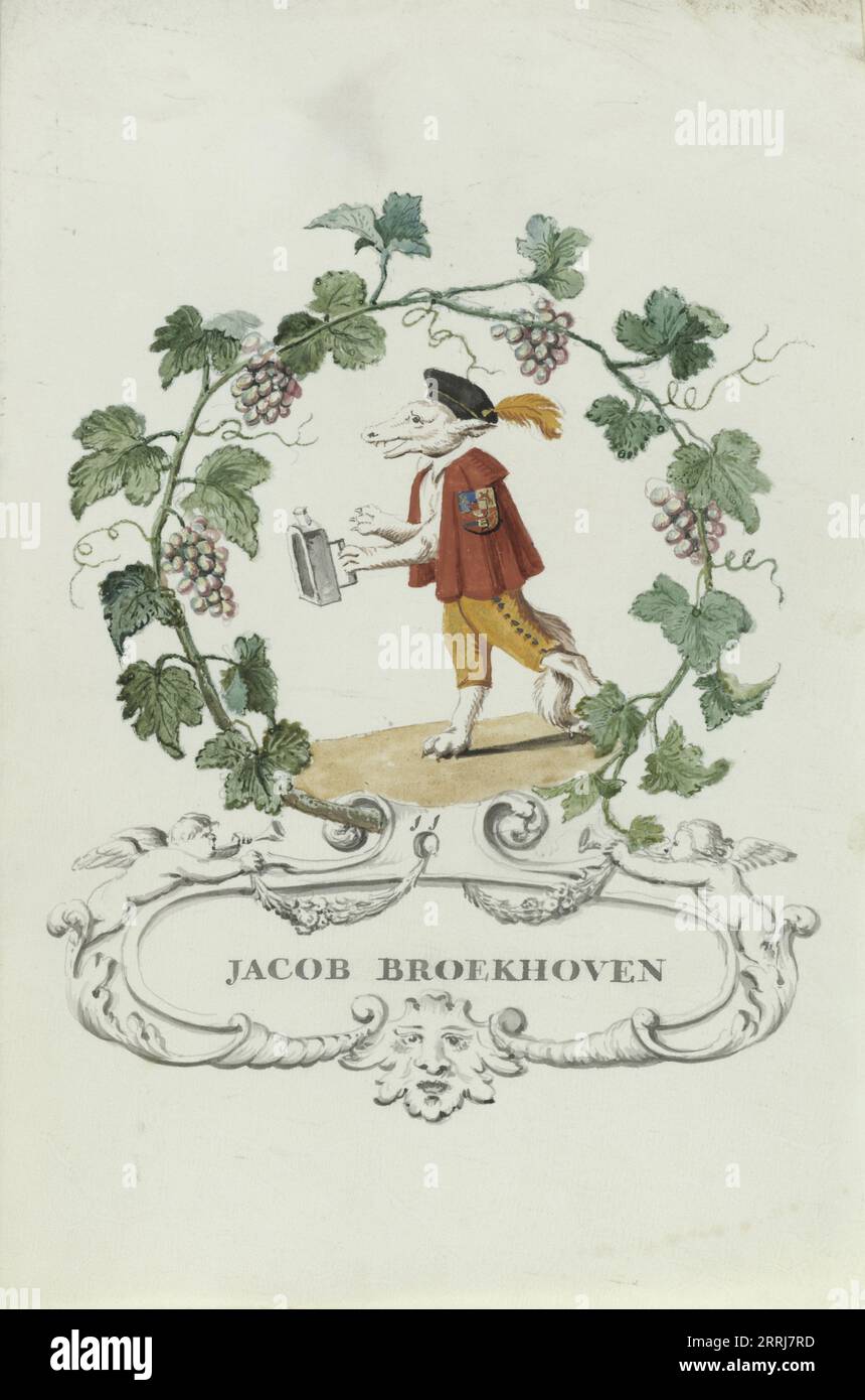 Cartoon of Jacob Broekhoven, 1710-1720. Jacob Broekhoven was a judge of ...