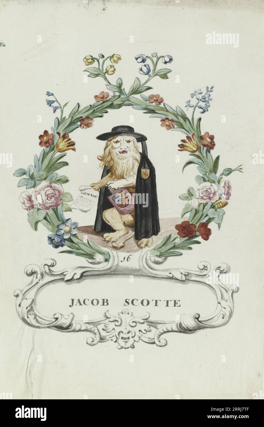 Cartoon of Jacob Scotte, 1710-1720. Jacob Scotte was a judge of Van ...