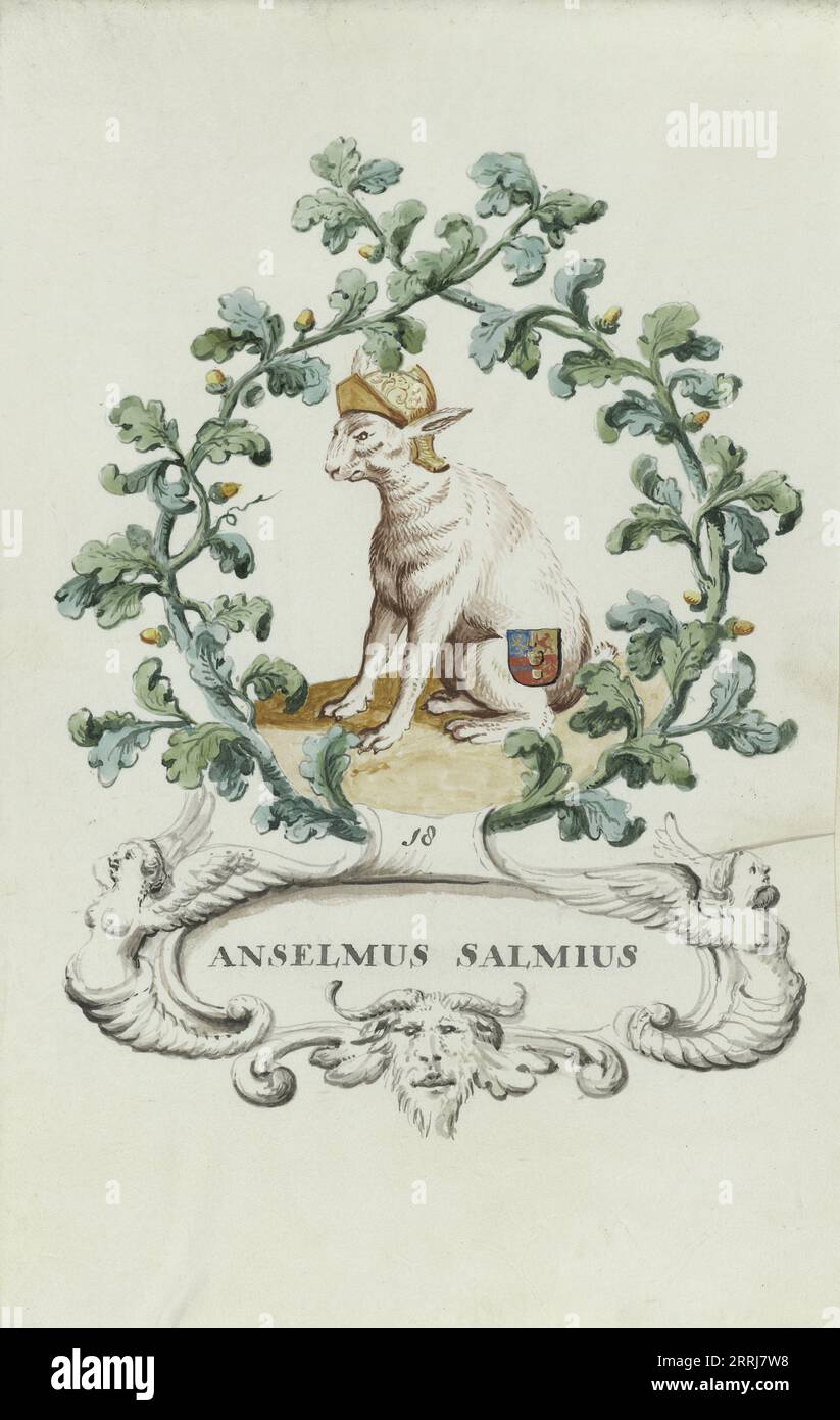 Cartoon of Anselmus Salmius, c.1710-c.1720. Anselmus Salmius was a ...