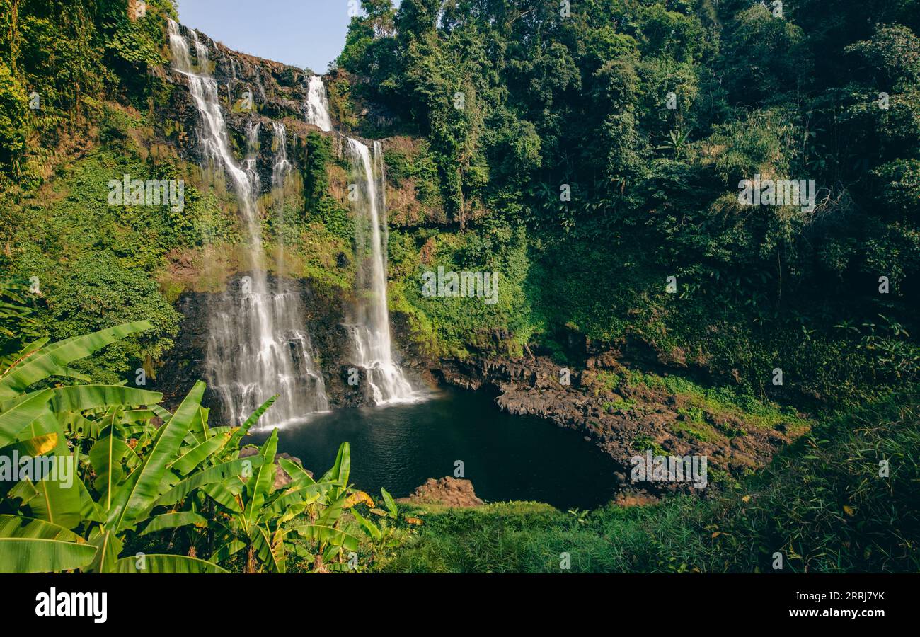 Beautiful Tad Yuang waterfall in Bolaven Plateau. Laos landscape Stock ...