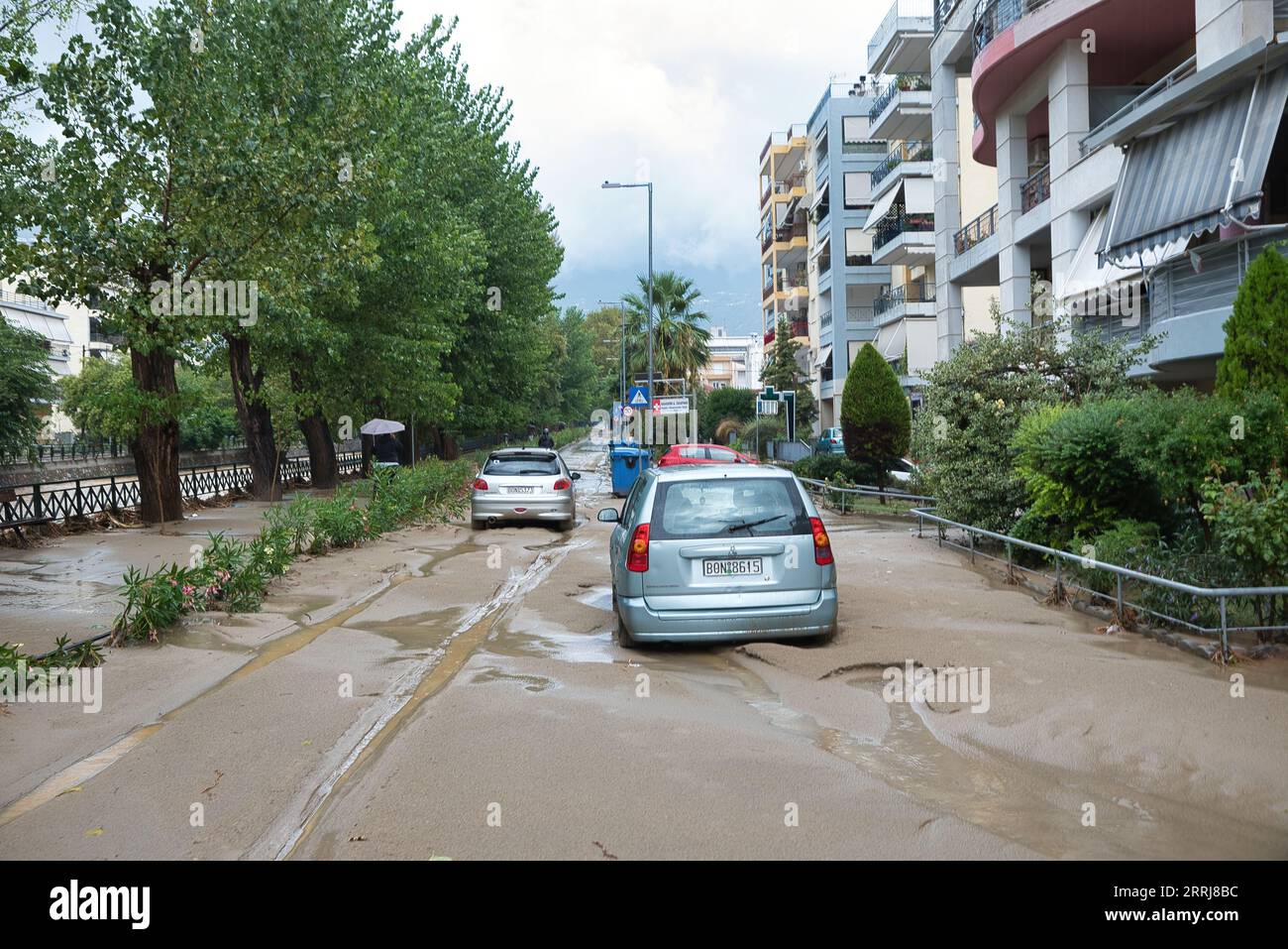 massive damage from heavy rain and flooding in the city of Volos ...