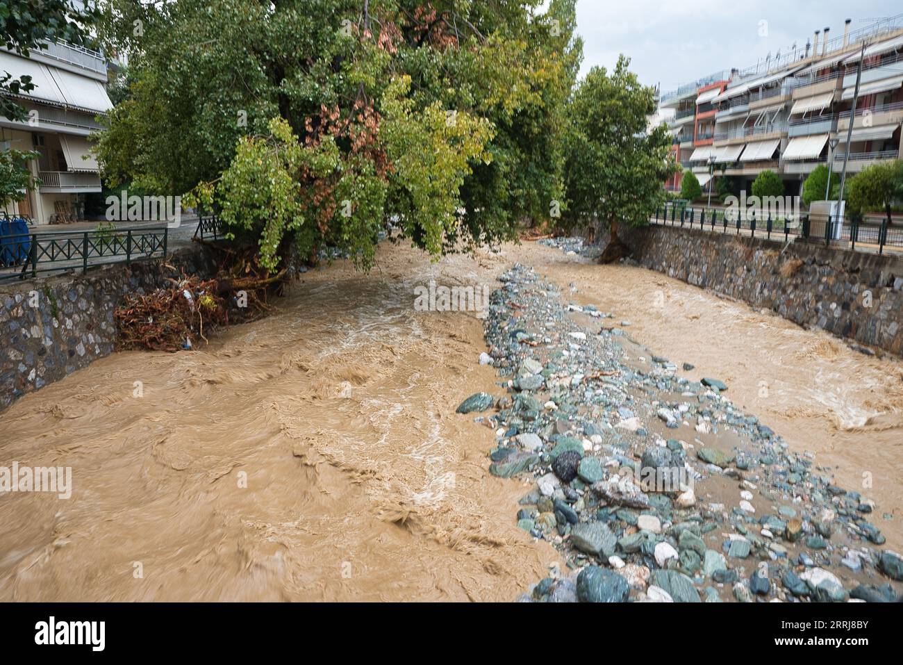 massive damage from heavy rain and flooding in the city of Volos ...