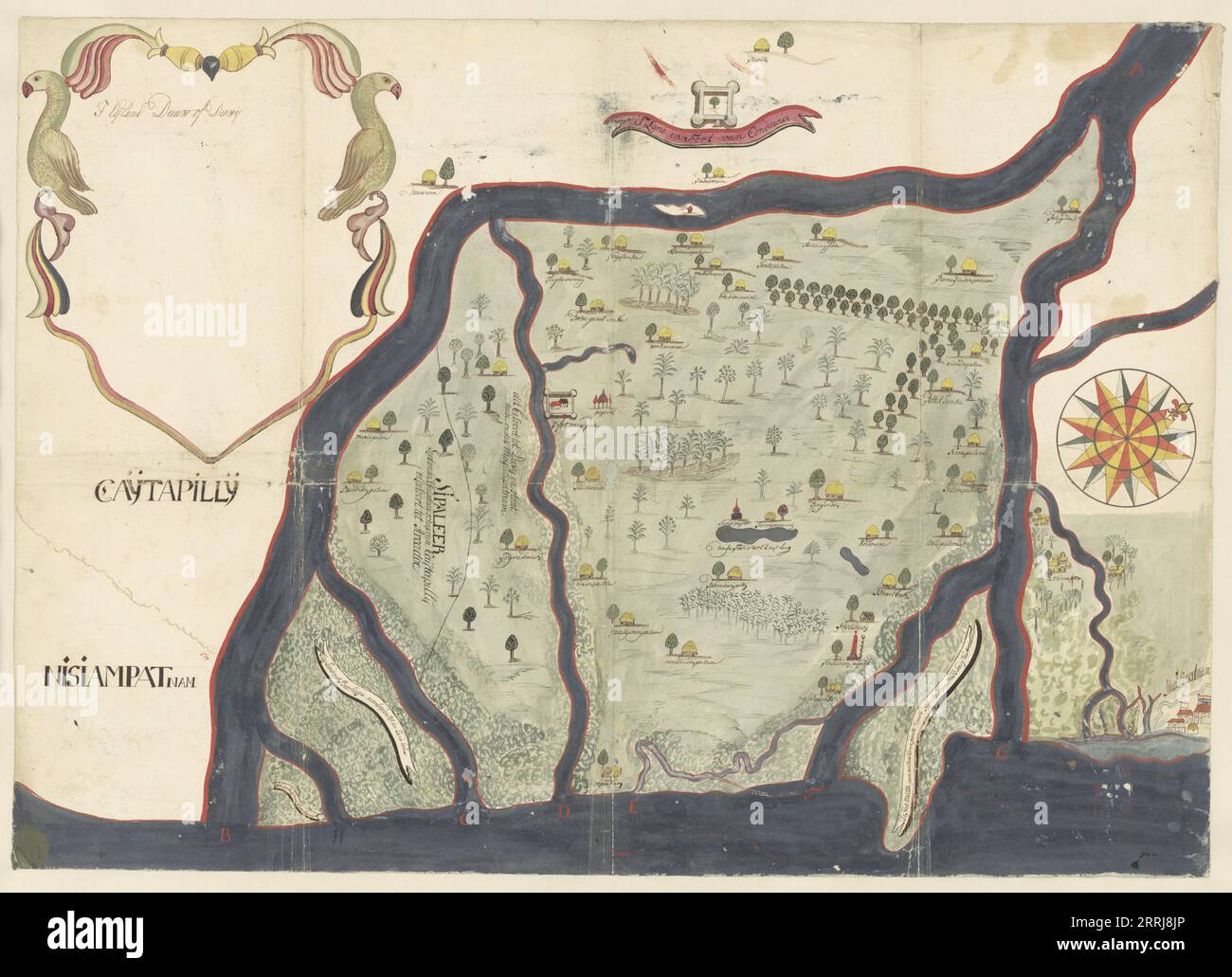 Map of the island of Dieuw or DieWij on the Coromandel coast, India ...