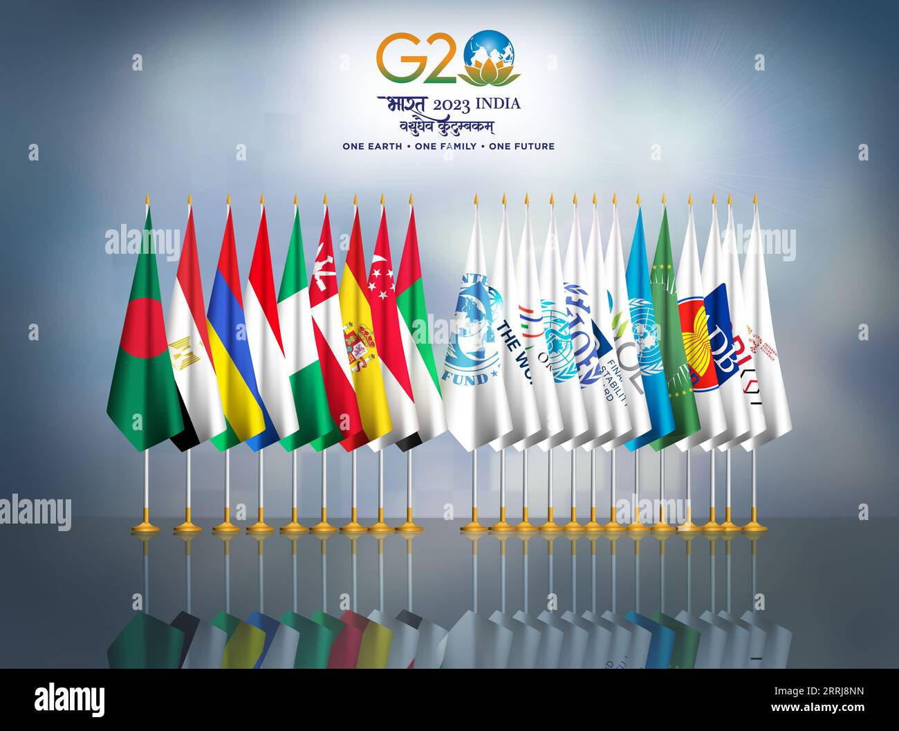 Flags of all the invited countries and international organizations on ...