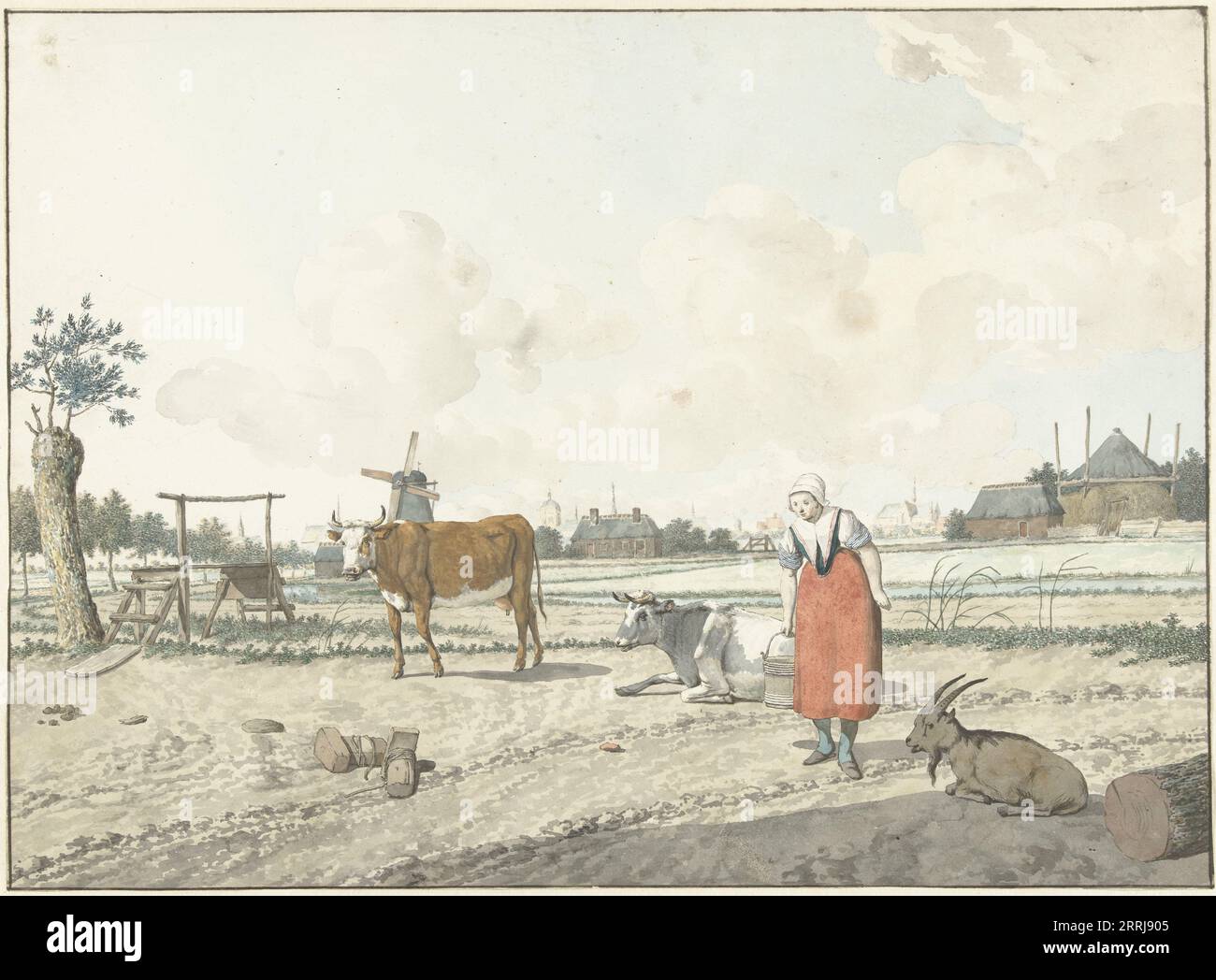 Landscape with farmer and cattle, 1700-1800 Stock Photo - Alamy