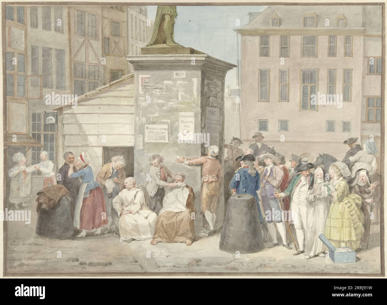 Square with monks and nuns during the revolution in Belgium, October 20 ...