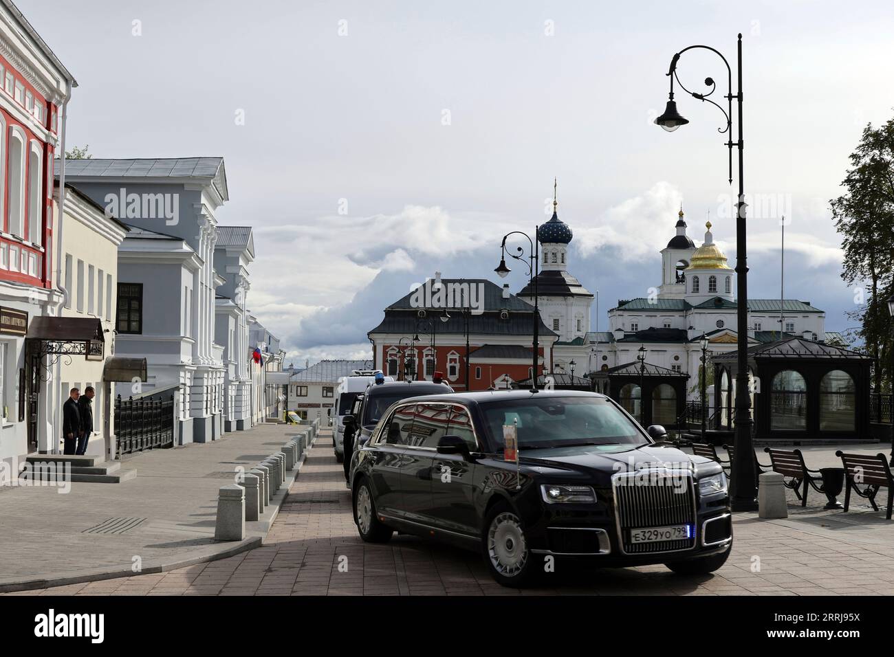 The Aurus limousine carrying Russian President Vladimir Putin drives in ...