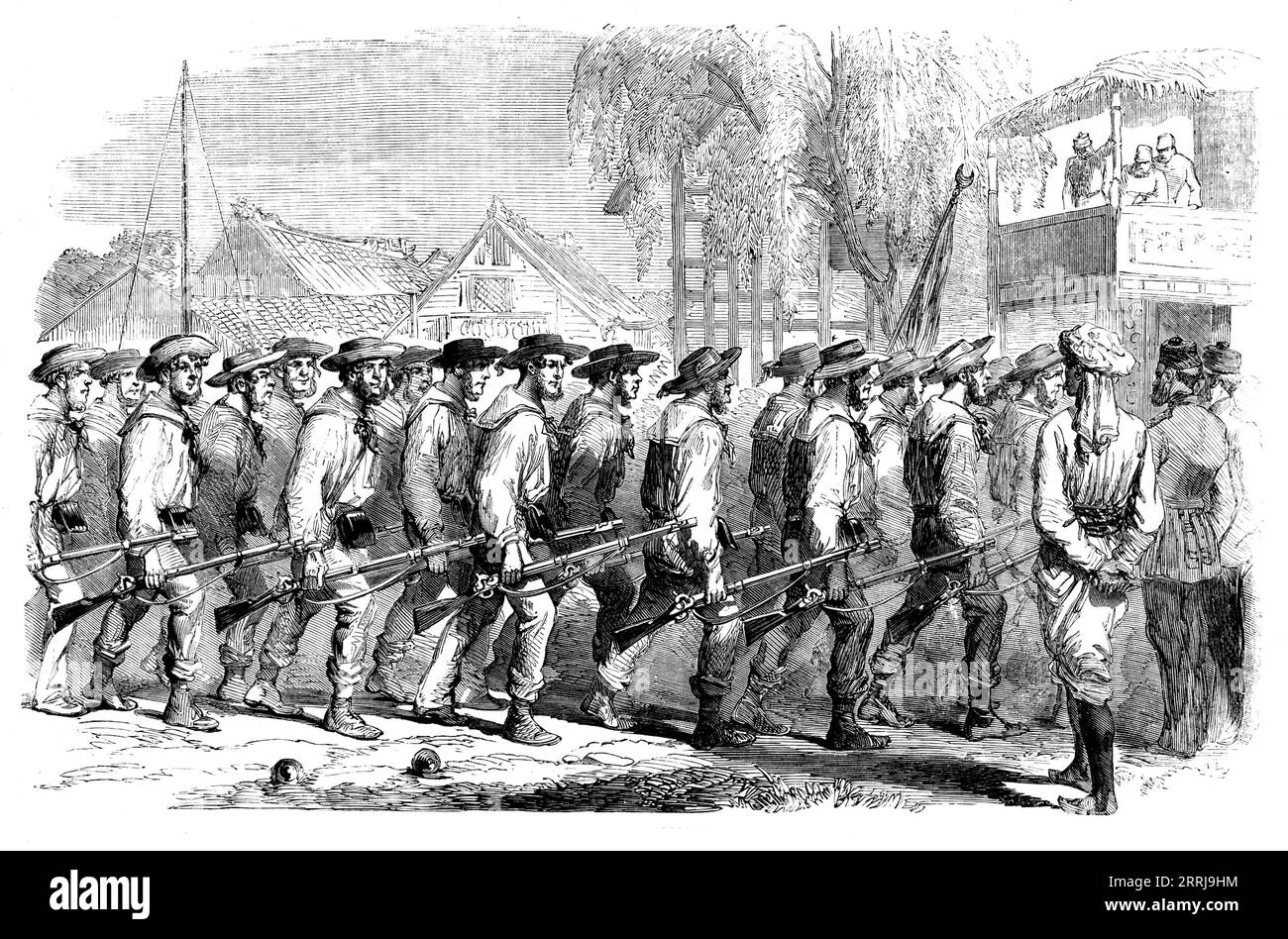 Sketches in China - the "Sanspareil" Naval Brigade landing at Canton ...