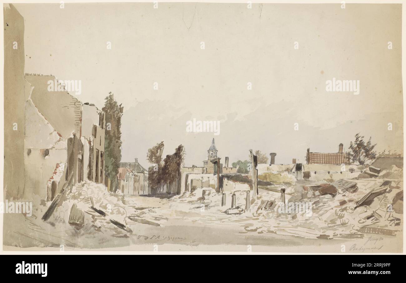 The ruins in Bodegraven after the June 1870 fire, 1870 Stock Photo - Alamy