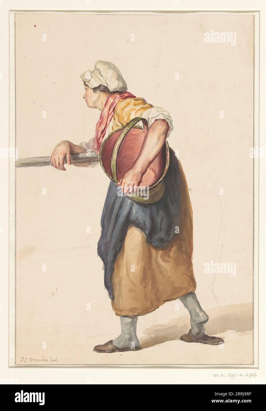 Standing woman with a bucket under her arm, 1790-1852 Stock Photo - Alamy