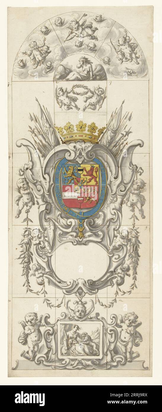 Design for glass window 8 donated by Prince Willem Hendrik at the age ...