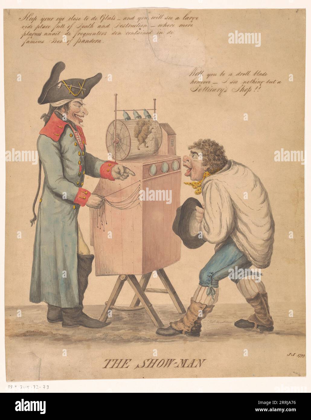 The Show-man, 1799. 'Keep your eye close to the Glass - and you will ...