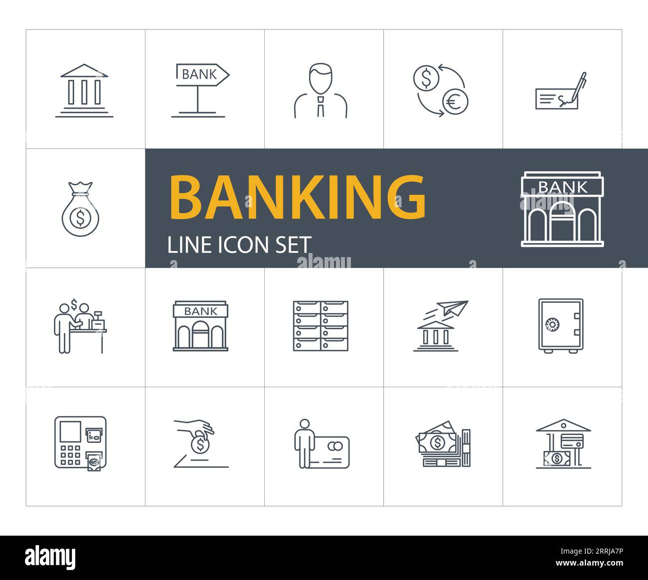 Banking line icon set Stock Vector Image & Art - Alamy