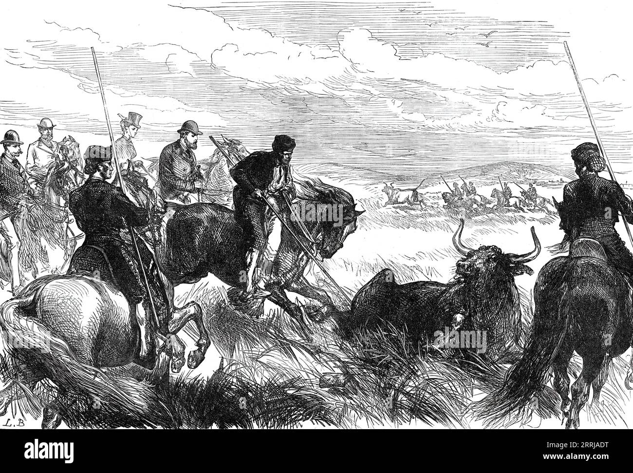 Throwing Bulls at Seville before the Prince of Wales, from a sketch by ...