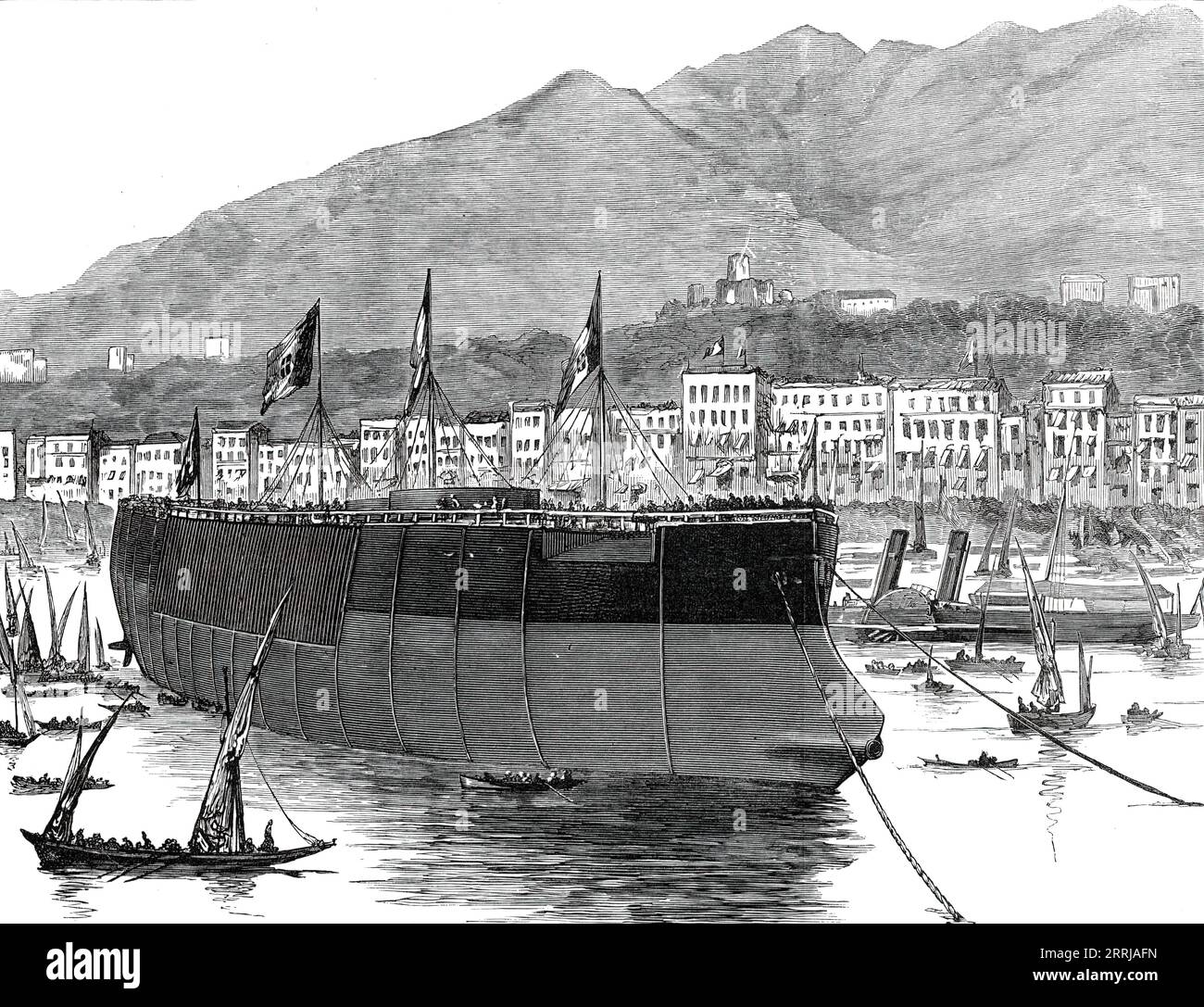 The Duilio, Italian Ironclad, recently launched at Castellamare, Bay of ...