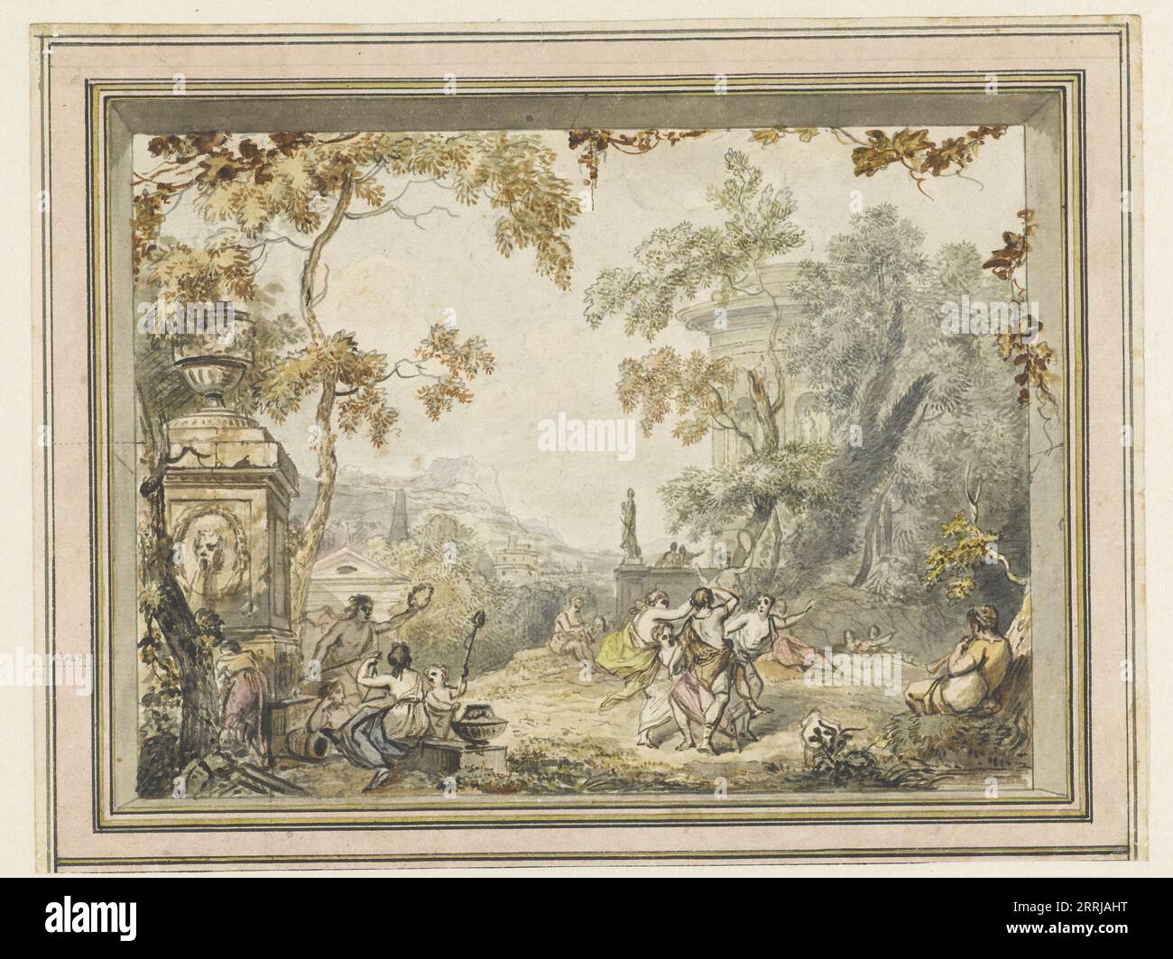 Design for a room painting: idyllic-arcadian landscape with classic ...