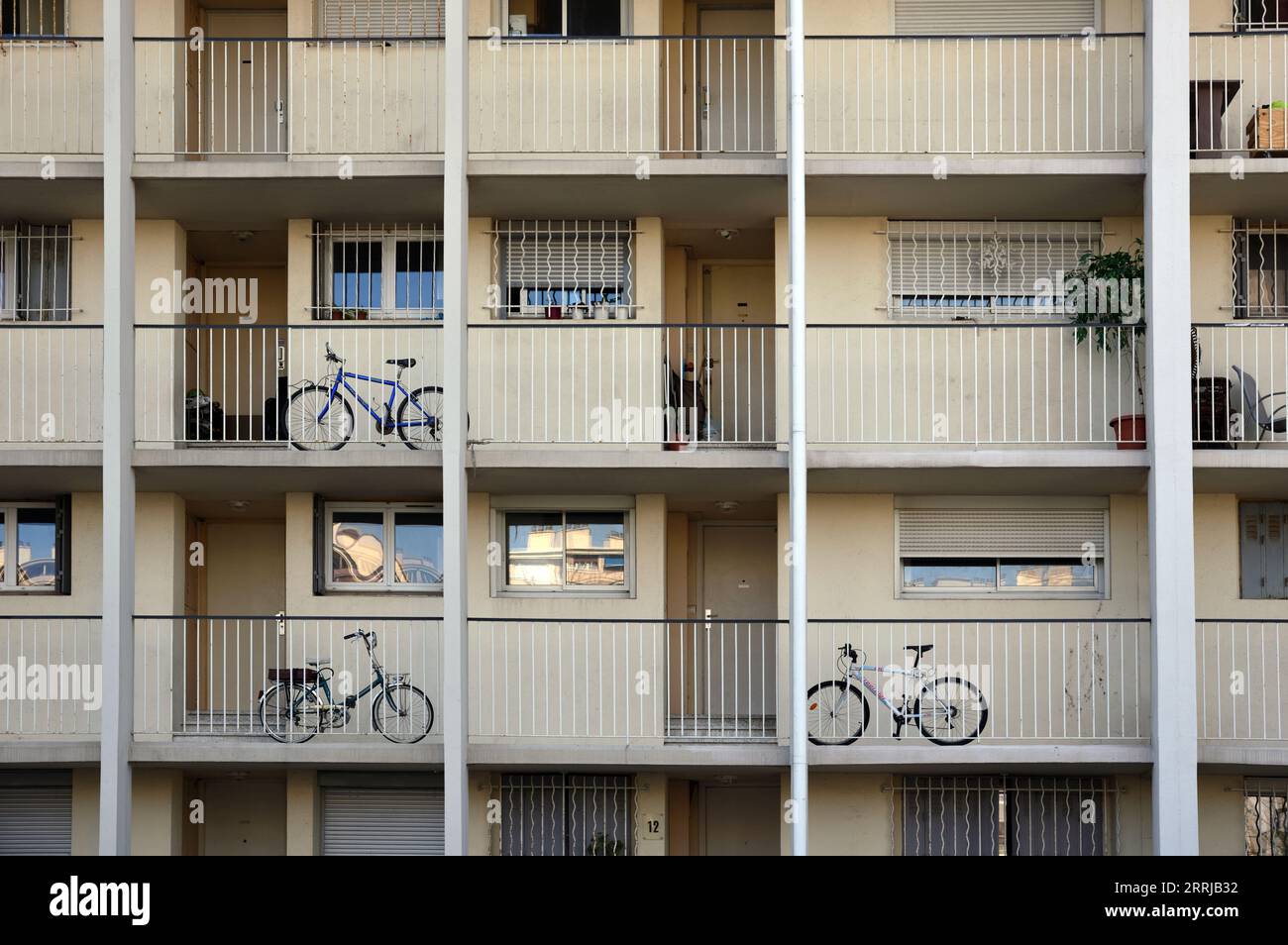 Bicycles Stored or Parked on Balconies of High-Rise Housing Estate ...