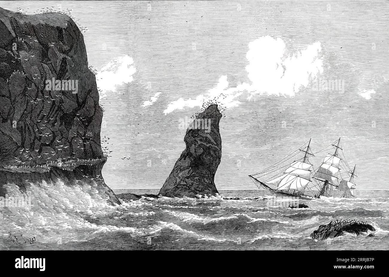 The Strathmore on the Crozet Islands, sketched by the carpenter of the ...