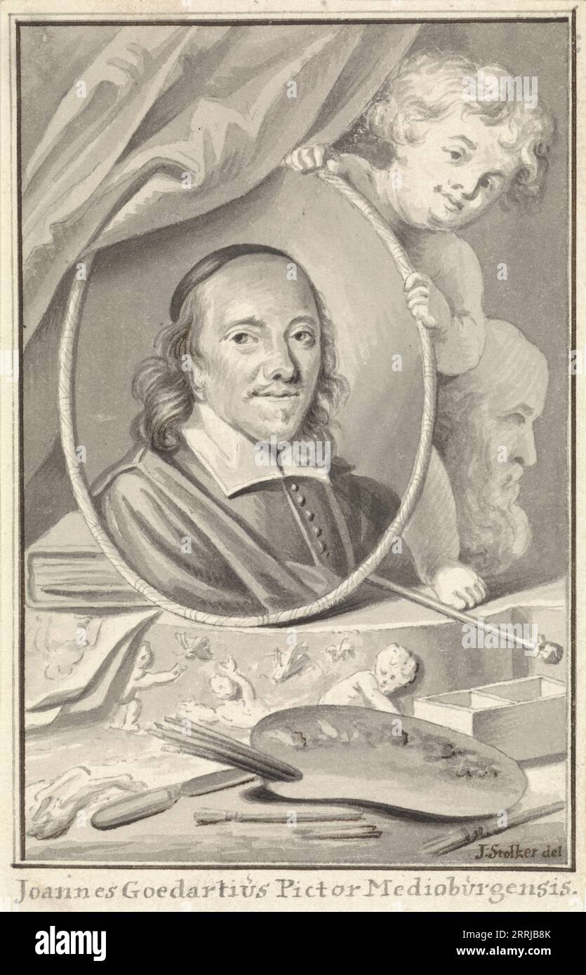 Portrait of Johannes Goedaert, 1734-1785. Dutch 17th-century naturalist ...