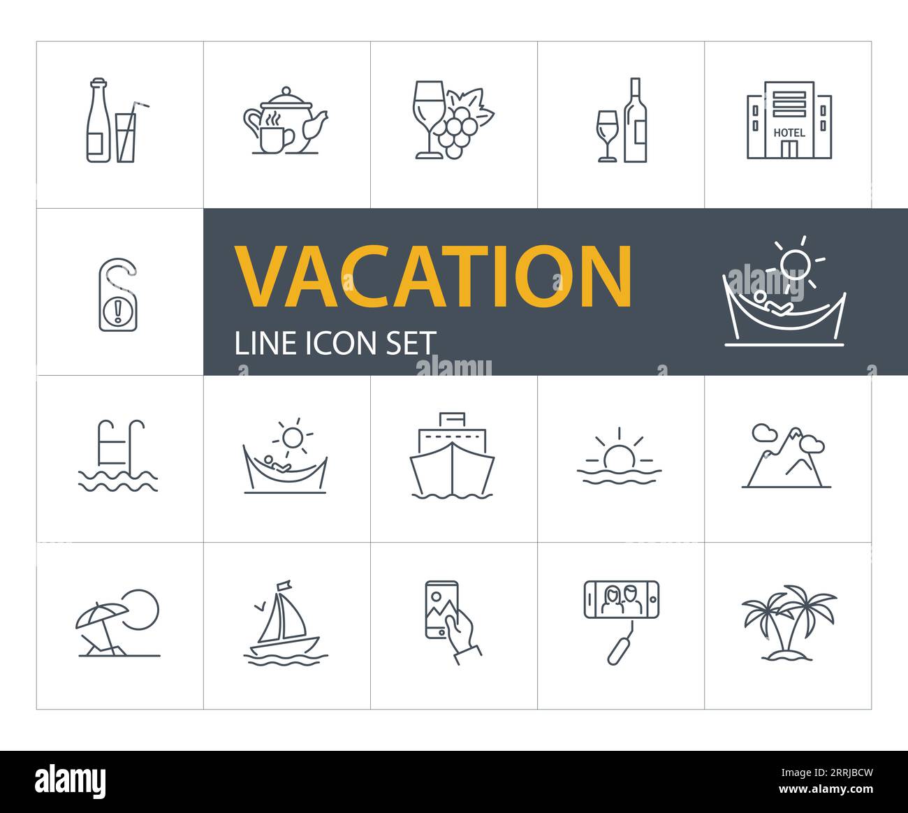 Vacation line icon set Stock Vector Image & Art - Alamy