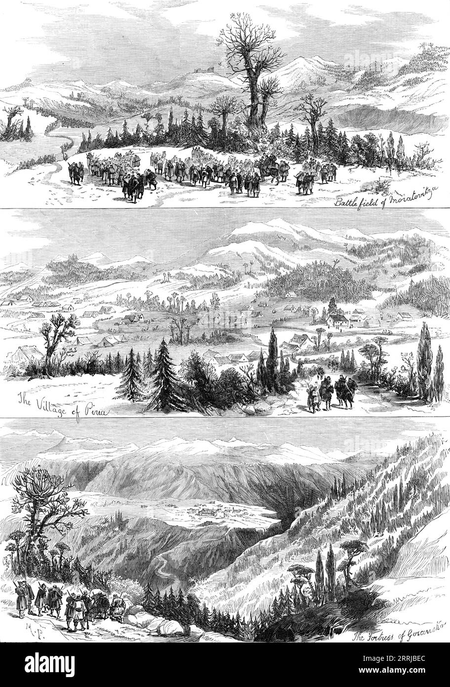 The War in the Herzegovina, 1876. The fortress of Goransko, the village ...