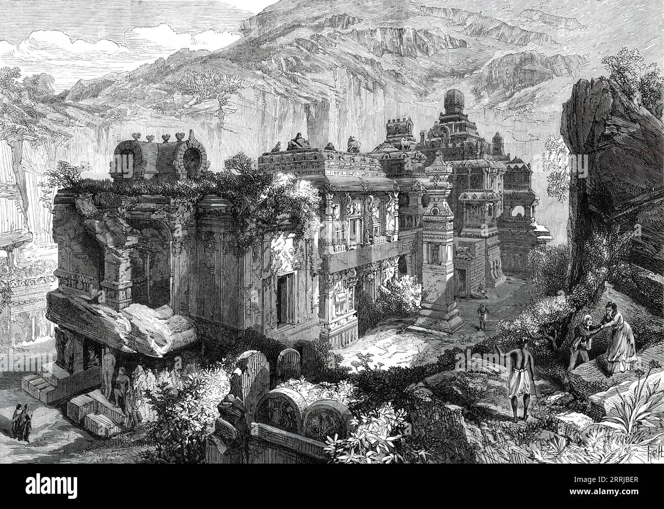 The Kailas, in the Cave Temples of Ellora, Western India, from a sketch ...