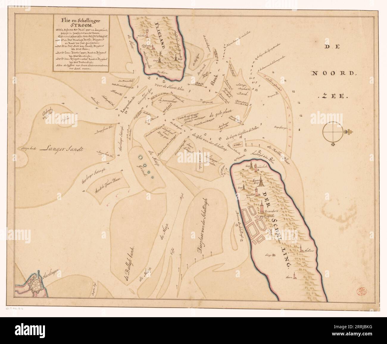 Map of Vlieland, Terschelling and the surrounding sandbanks, 1708 or ...