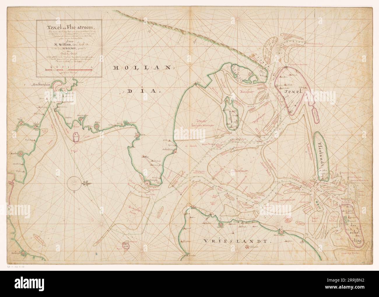 Map of Noord-Holland, Texel, Vlieland, Terschelling, part of Friesland ...