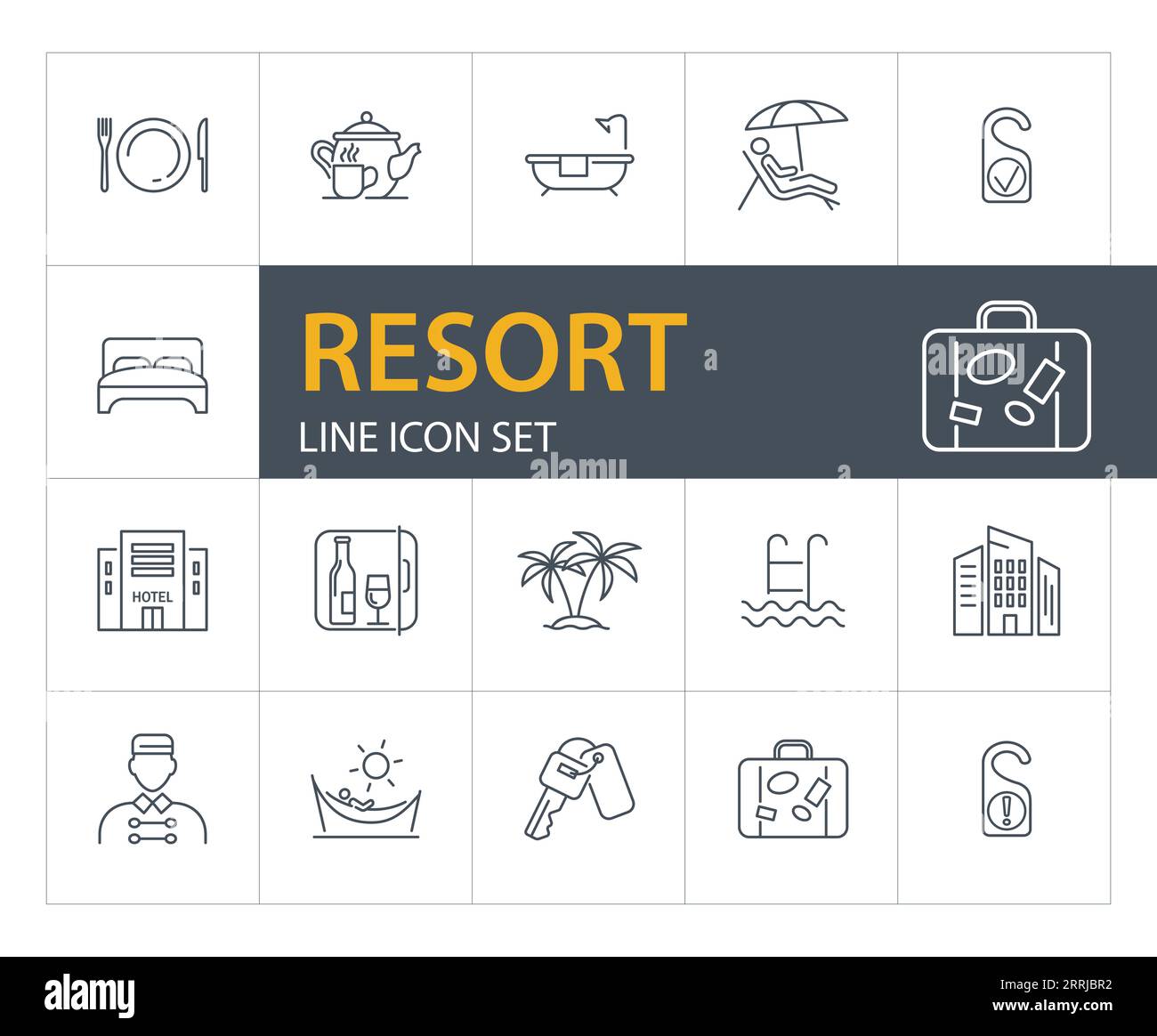 Resort line icon set Stock Vector Image & Art - Alamy