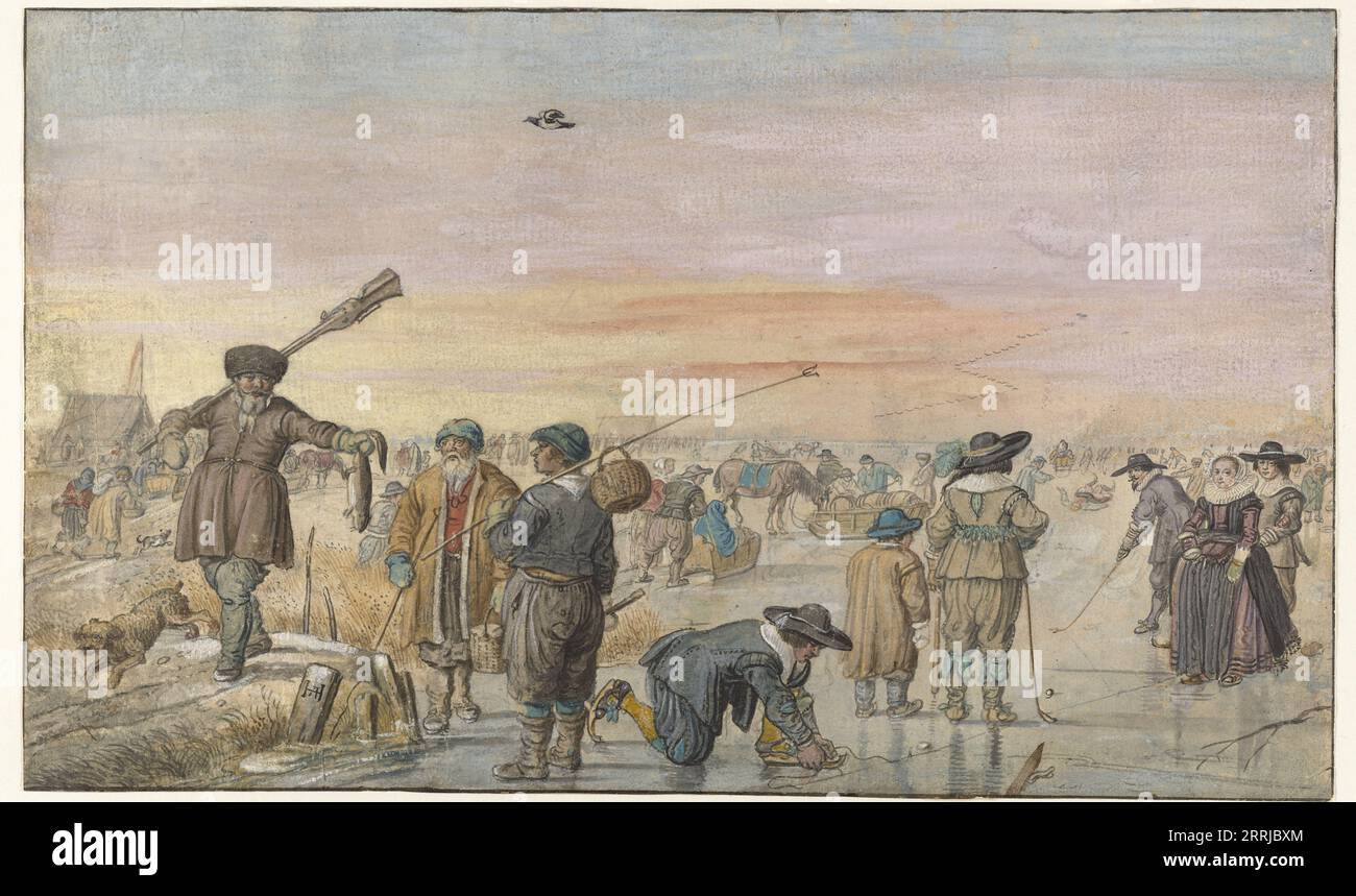 Winter Scene on the Ice, with a Hunter Showing an Otter, c.1625-c.1630 ...