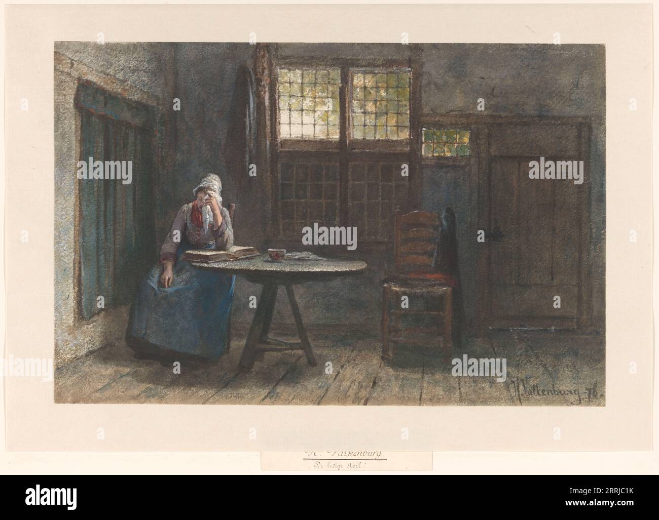 The empty chair, 1876. Crying woman in an interior Stock Photo - Alamy