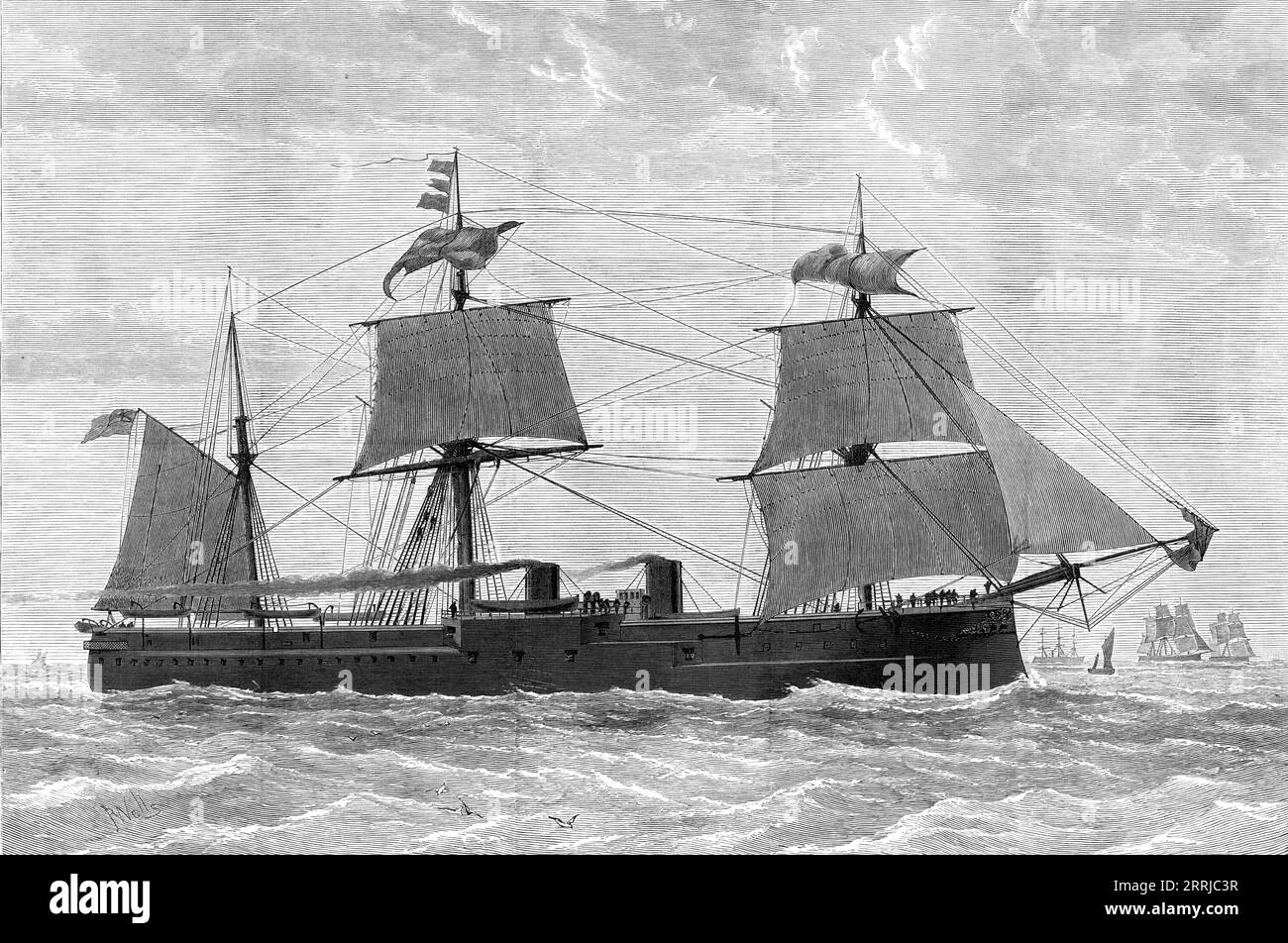 H.M.S. Alexandra, building [ie being built] at Chatham, 1876. Ironclad ...