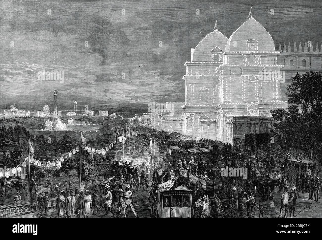 Illuminations at Calcutta in honour of the Prince of Wales, from a ...