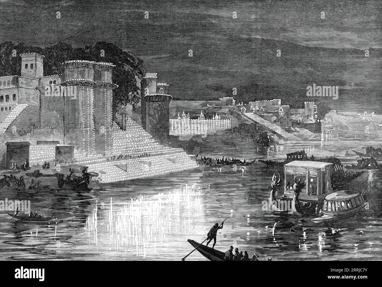Illuminations at Benares in honour of the Prince of Wales, from a ...