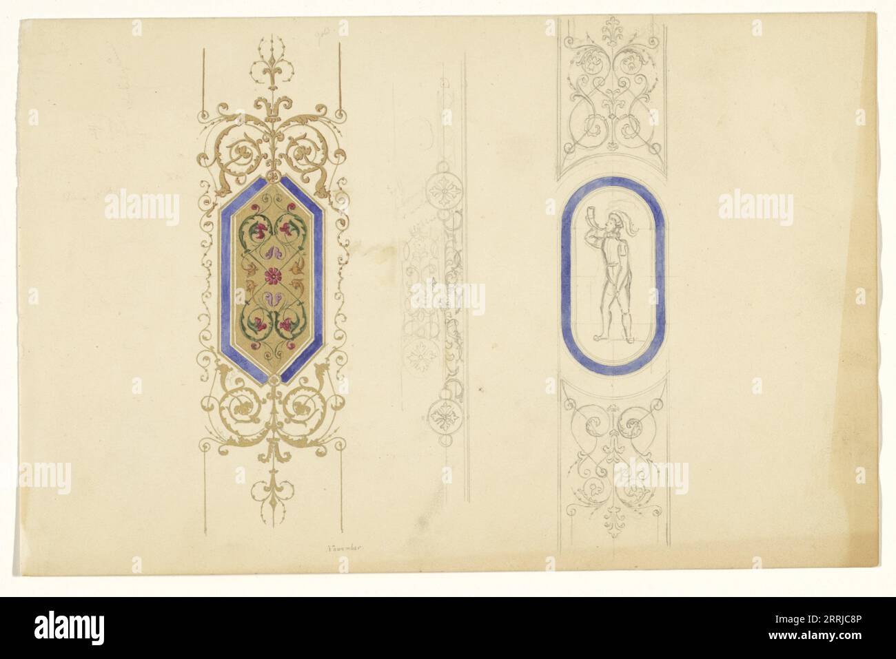 Three central motifs of pilasters, c.1835-c.1860 Stock Photo - Alamy