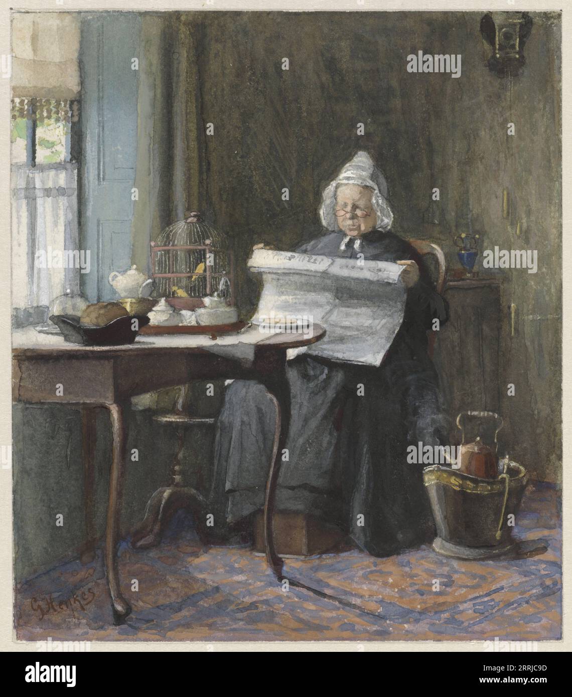 Woman Reading Newspaper Painting