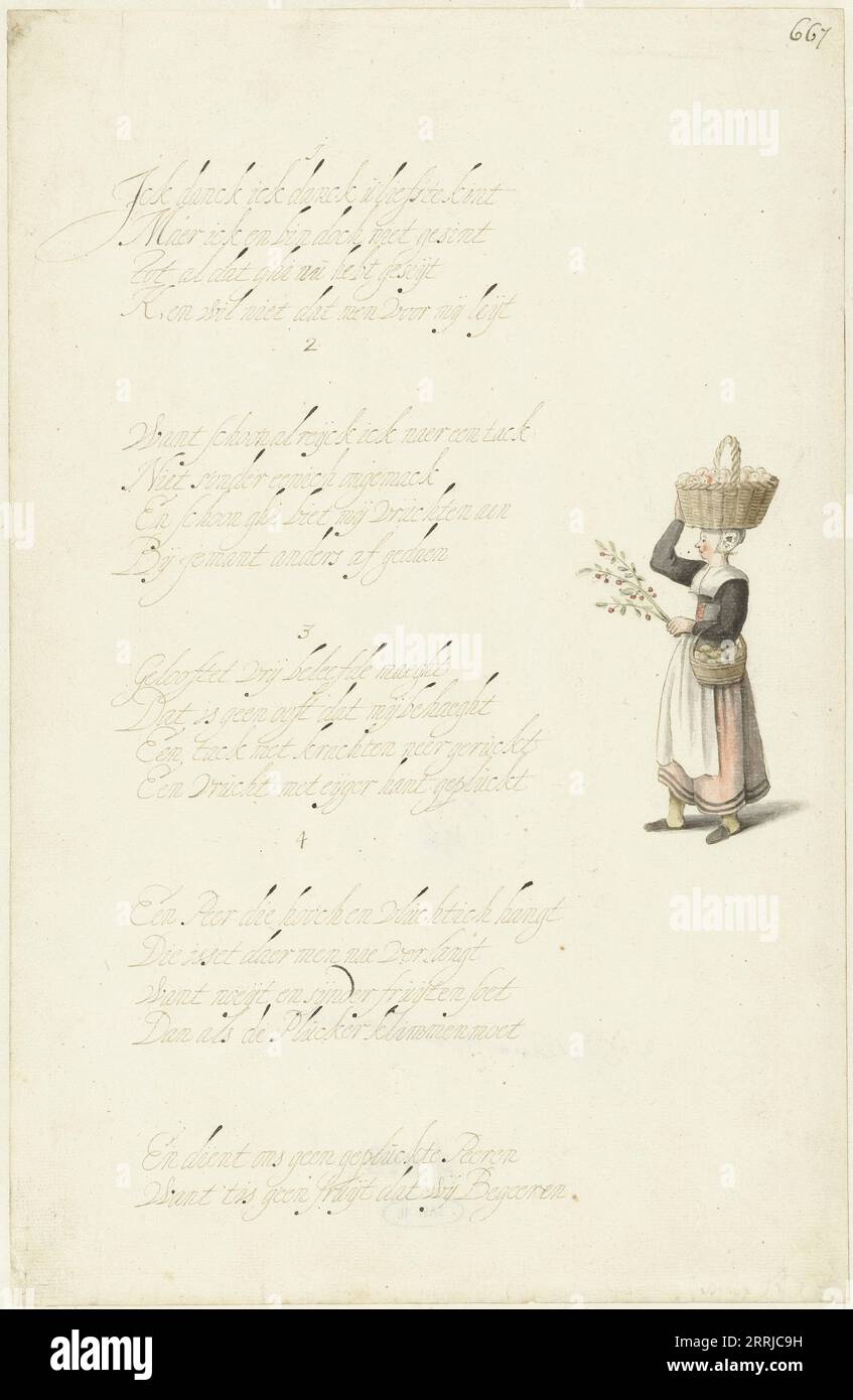 Woman with two baskets of fruit and a cherry tree branch, c.1652 ...