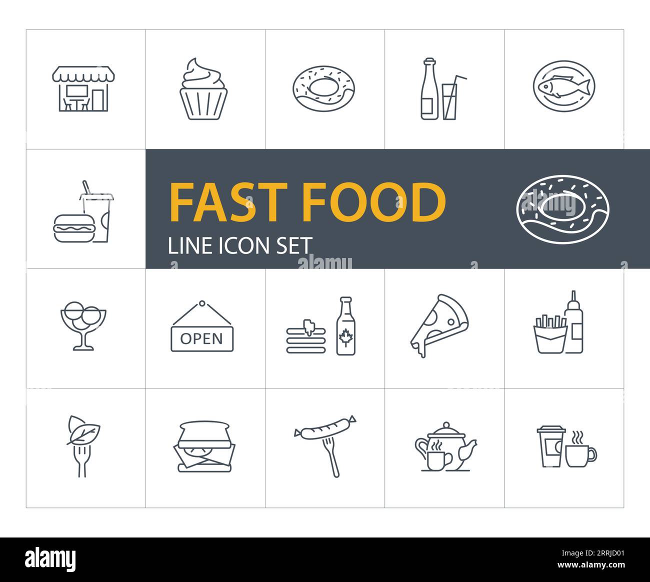 Fast food line icon set Stock Vector Image & Art - Alamy