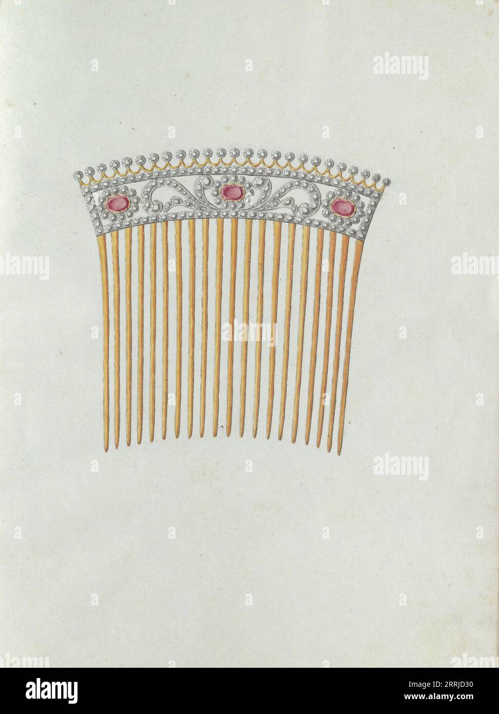 Hair comb with twenty teeth and three red stones, c.1800-c.1810 Stock ...