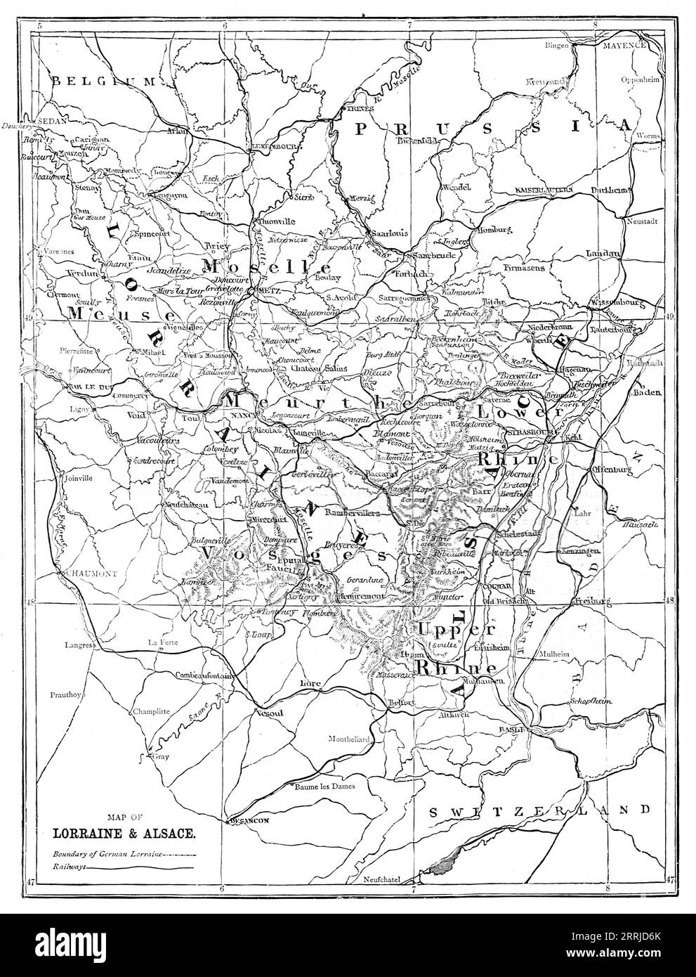 'Map of Lorraine and Alsace; Alsace and Lorraine', 1875. From ...