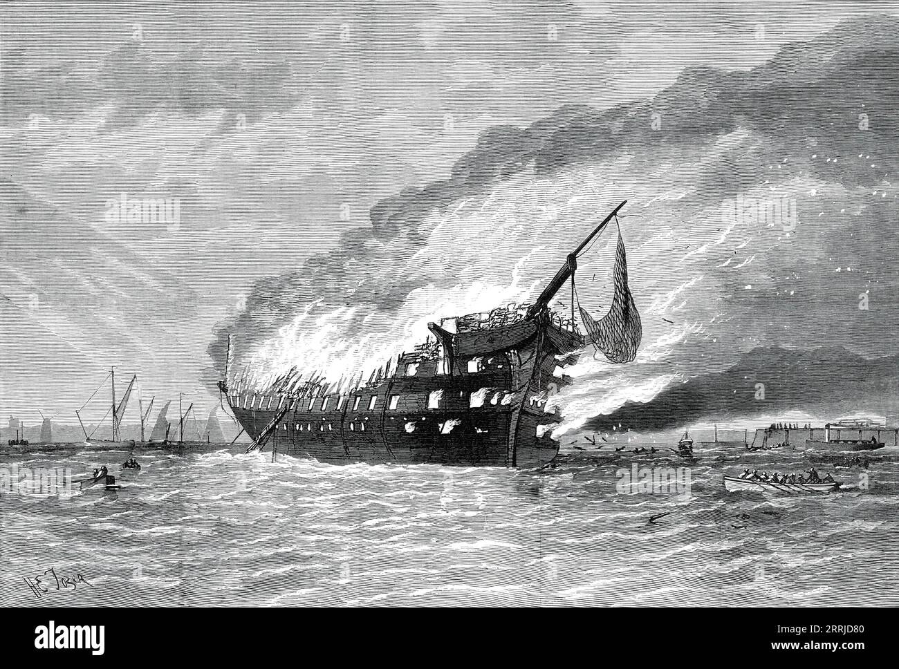 Burning of the training-ship Goliath, 1876. 'The Goliath was a vessel ...