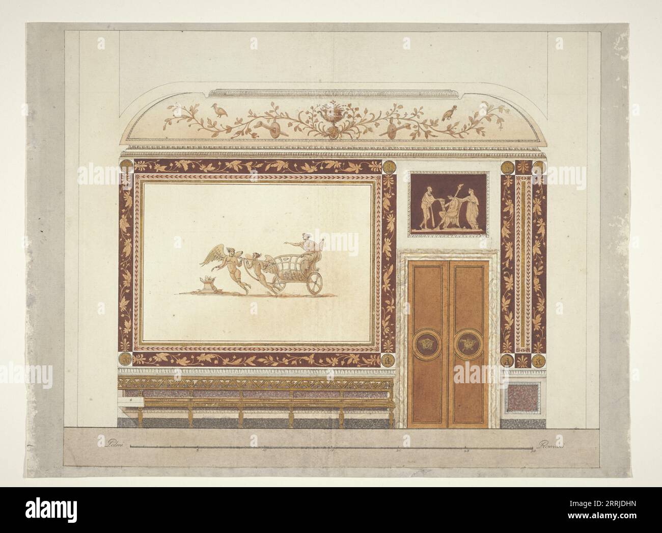 Design for a room wall in Etruscan style with a sofa, 1790-1795 Stock ...