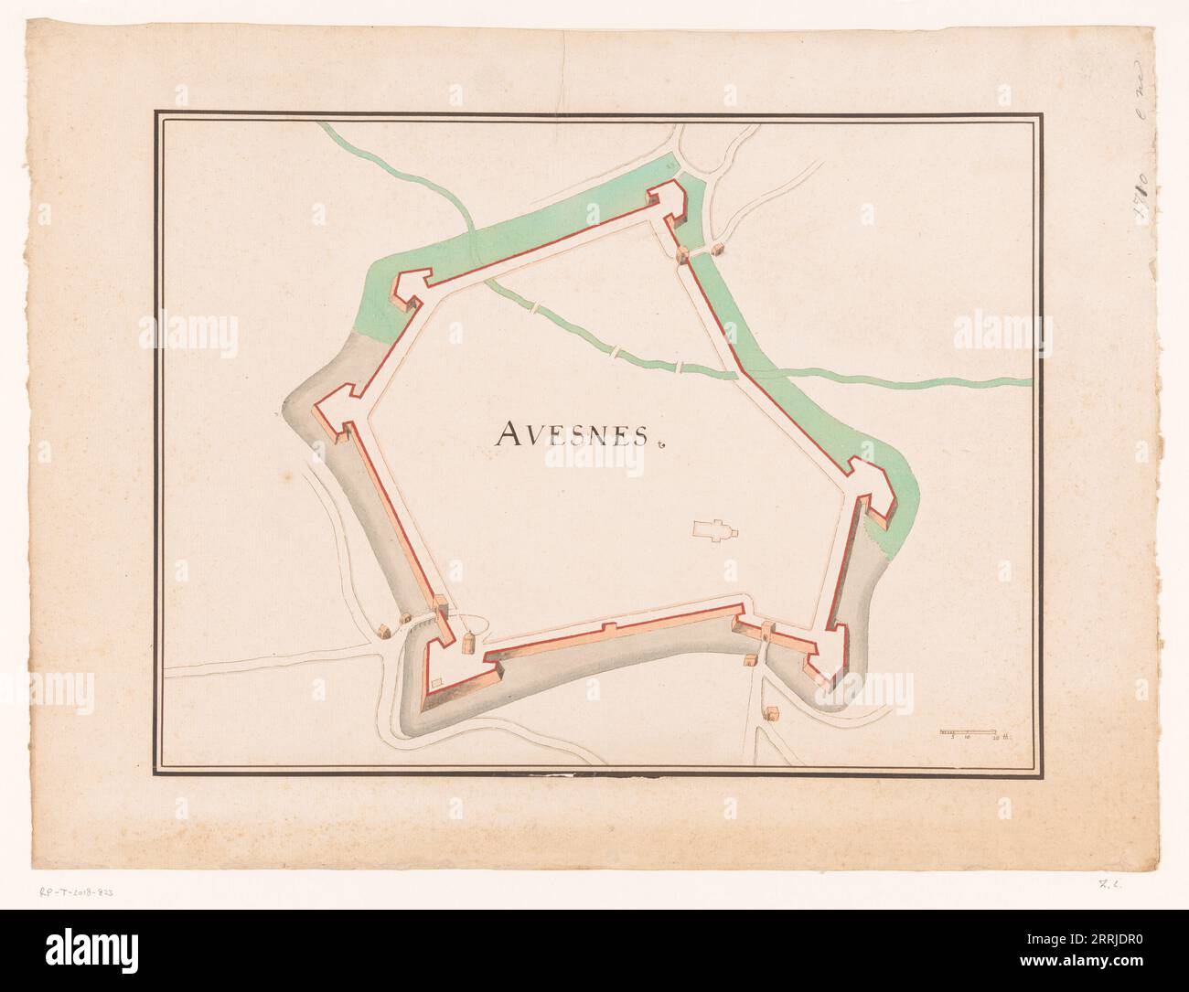Map of Avesnes, c.1710 Stock Photo - Alamy