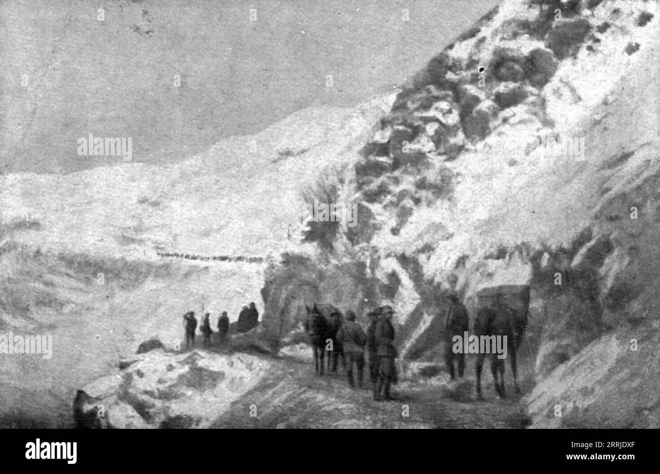 'French success on the Italian front; Supply convoy between Monte Pallone and Monte Tomba', 1917 ...