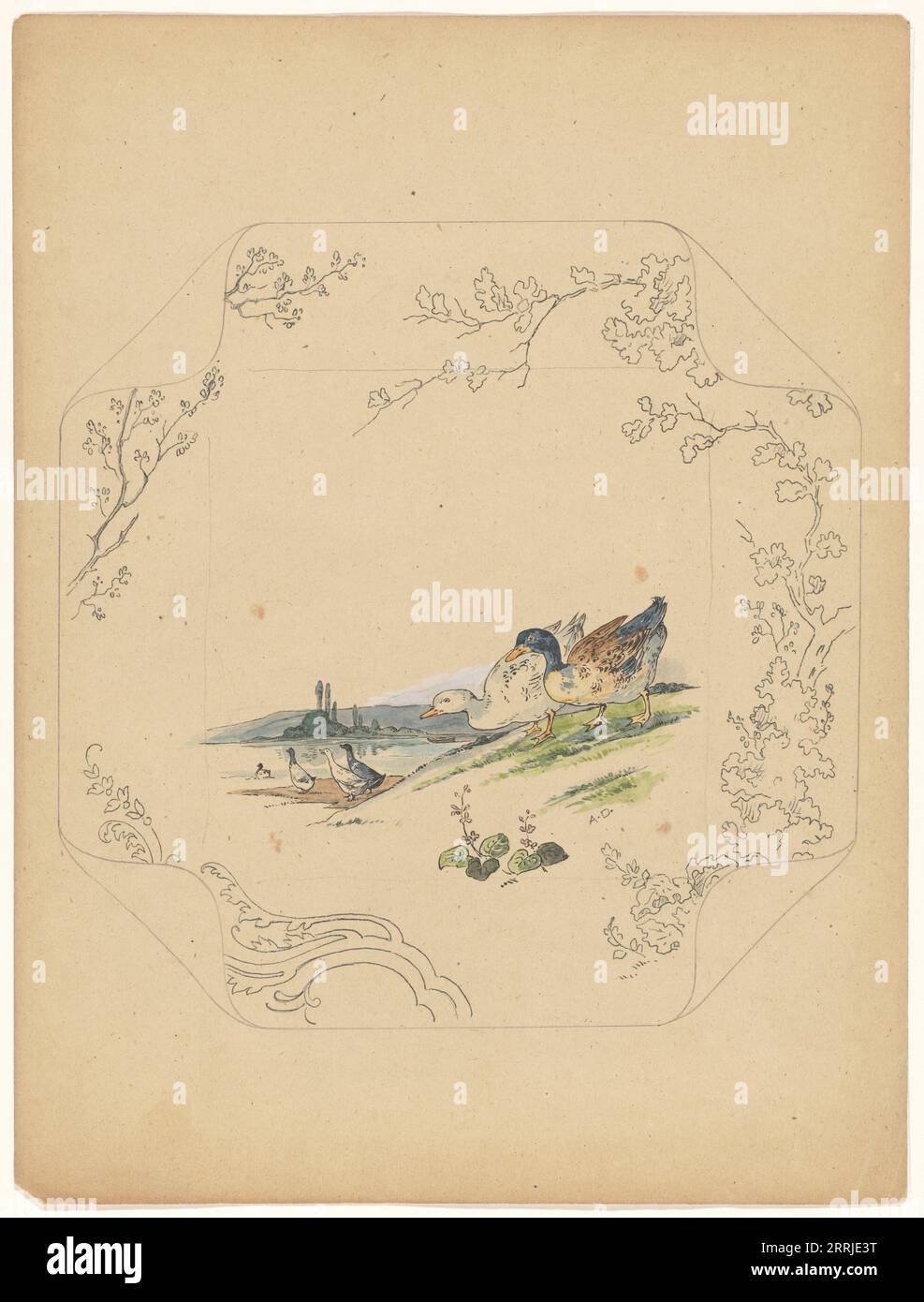 Design for model 'square' board with six geese, c.1875-c.1880 Stock ...