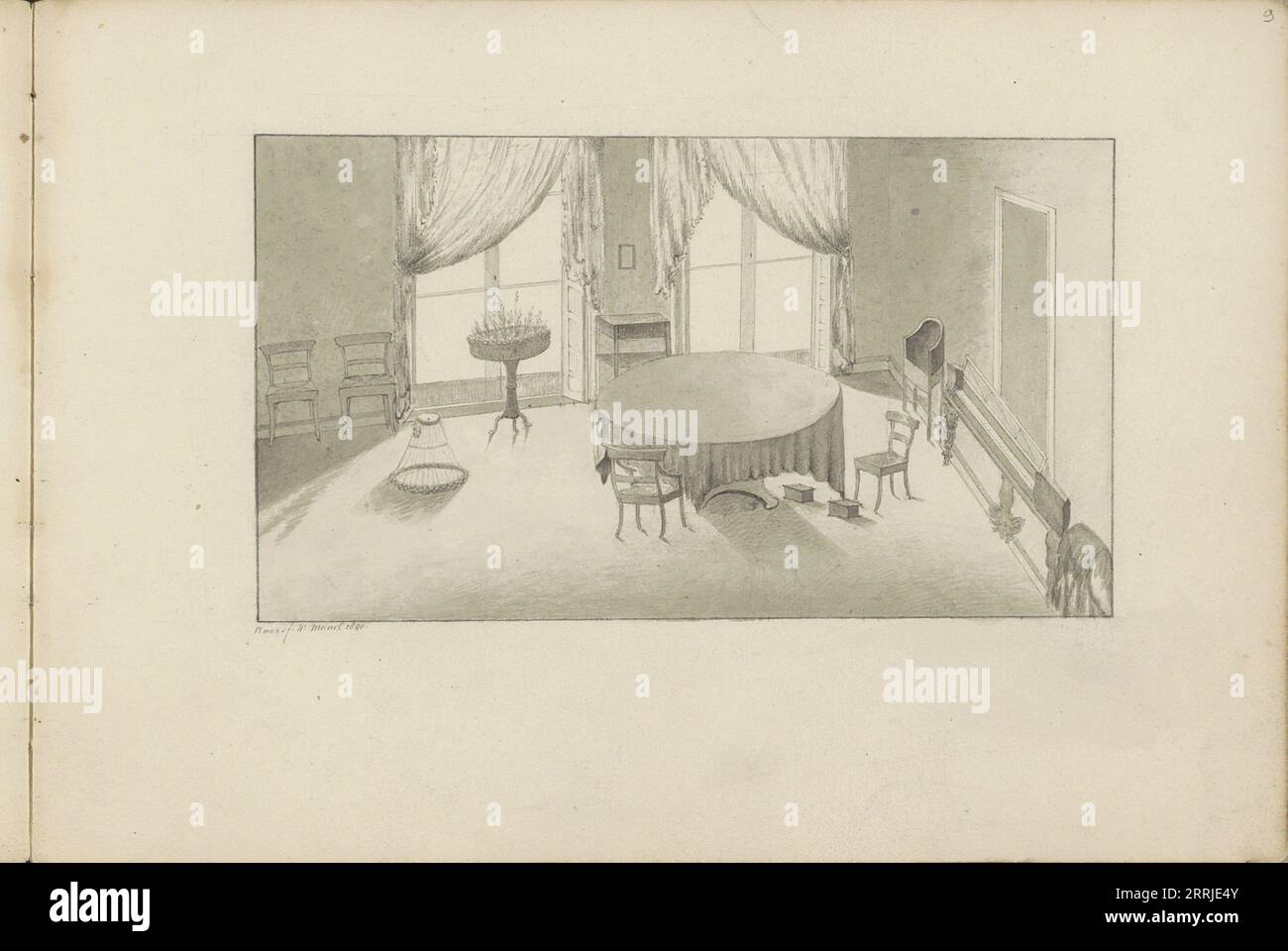 Interior of a living room in Amersfoort, 1840. Interior with two ...